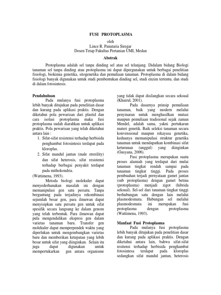 (Sumber) Fusi Protoplas PDF | PDF