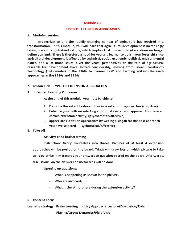 Module 3. Types of Extension Approaches | PDF