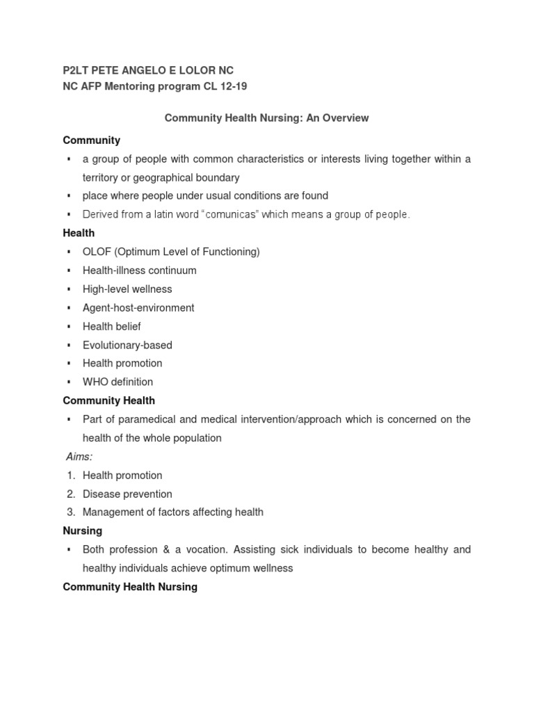 Community Health Nursing Updates | PDF