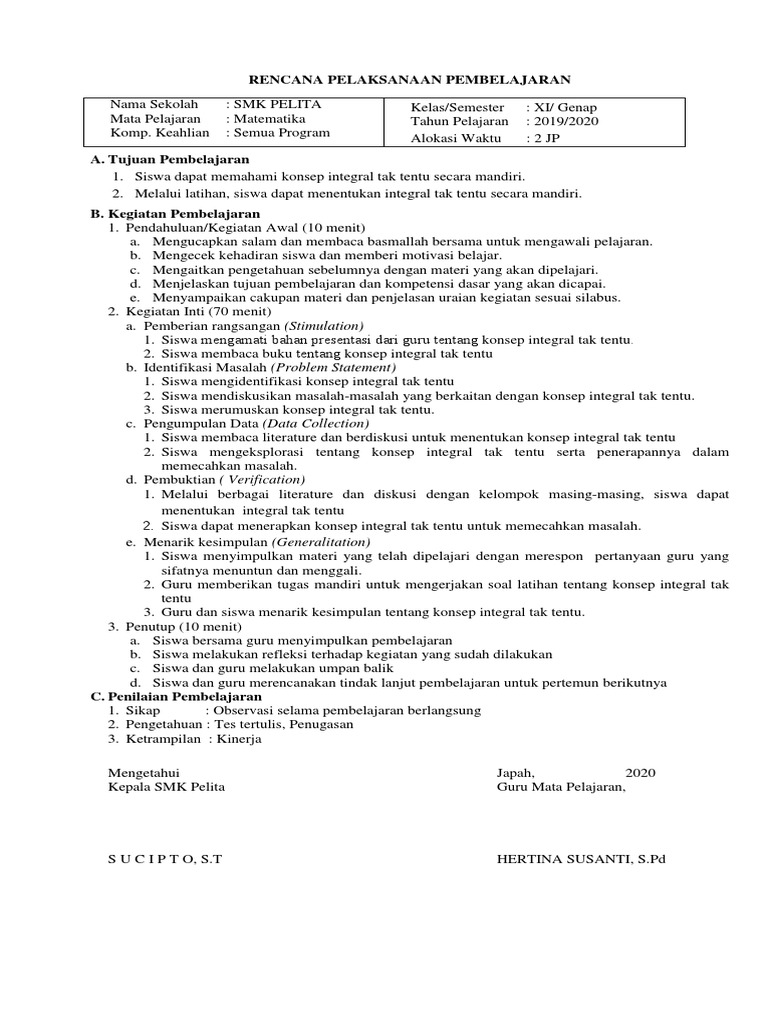 RPP Integral Tak Tentu | PDF