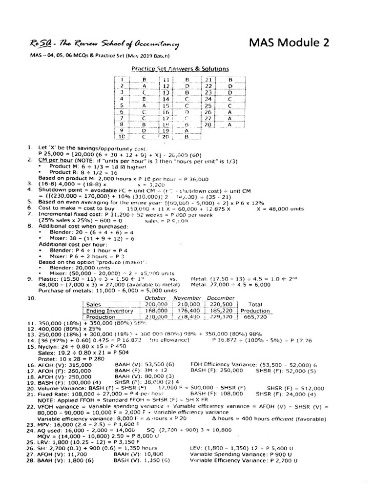 MAS Module 2 Answer Key | PDF