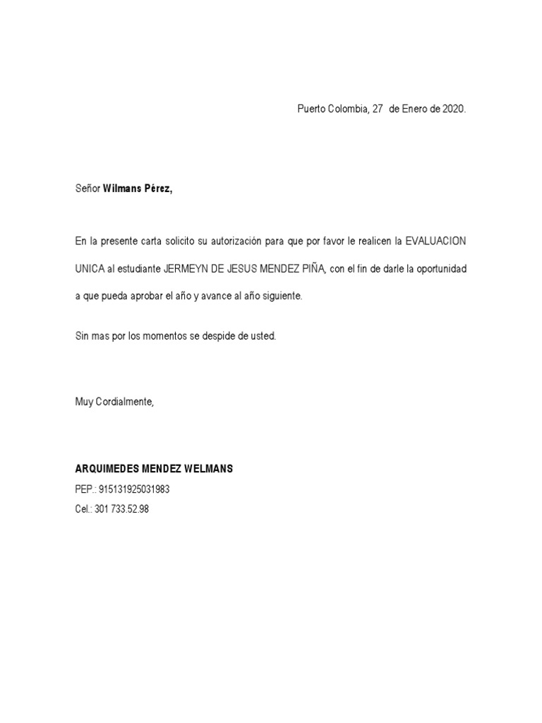 Carta para El Rector | PDF