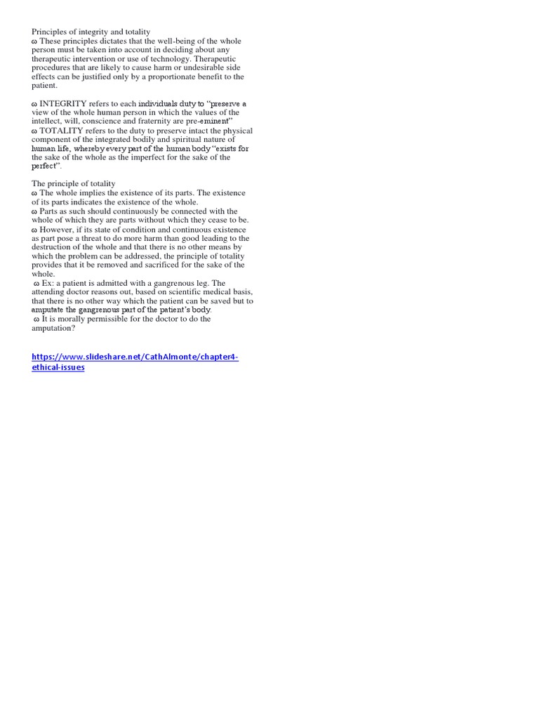 Principle of Totality in Medical Ethics | PDF | Self-Improvement ...