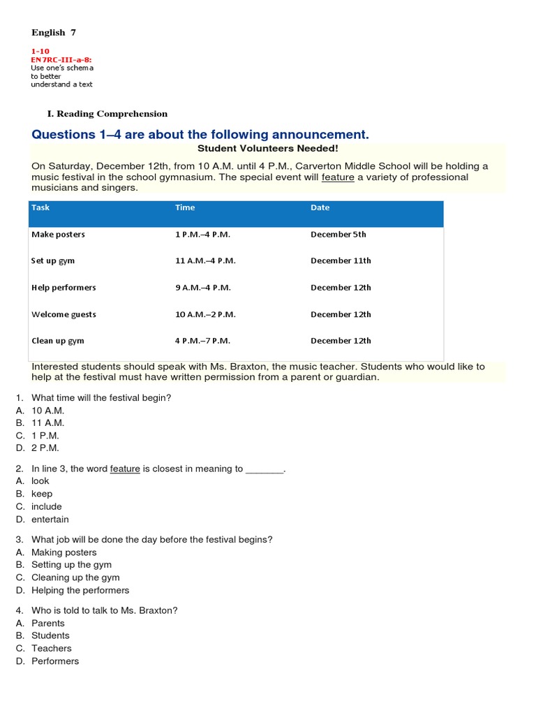 Overcoming Test Anxiety: A Story of Support and Encouragement | PDF