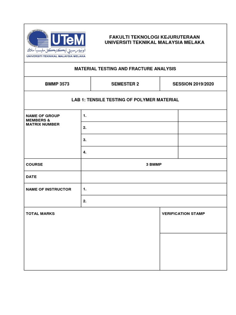 LAB 1 - Tensile Test Polymer | PDF