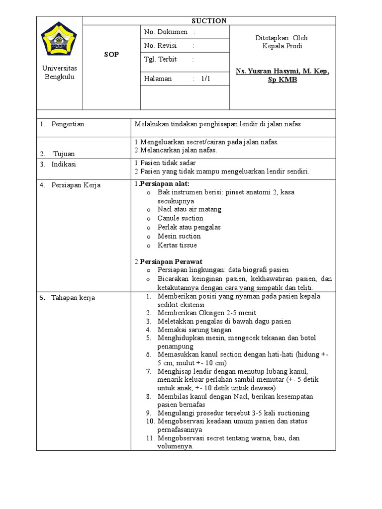 SOP Suction untuk Perawat | PDF