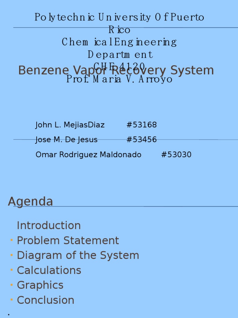 Benzene Vapor Recovery System PROYECTO MASS | PDF | Gases | Steam