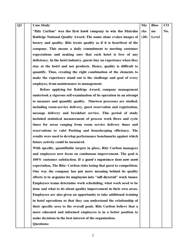 TQM Case Study | PDF