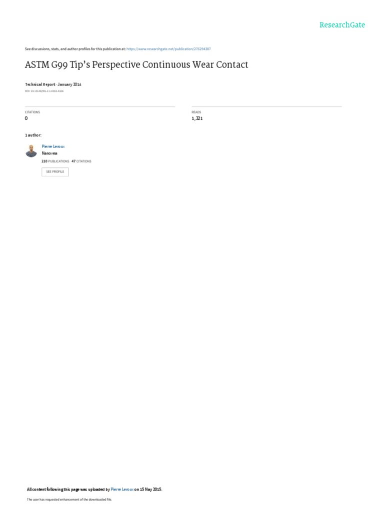 Astm g99 Wear Test | PDF