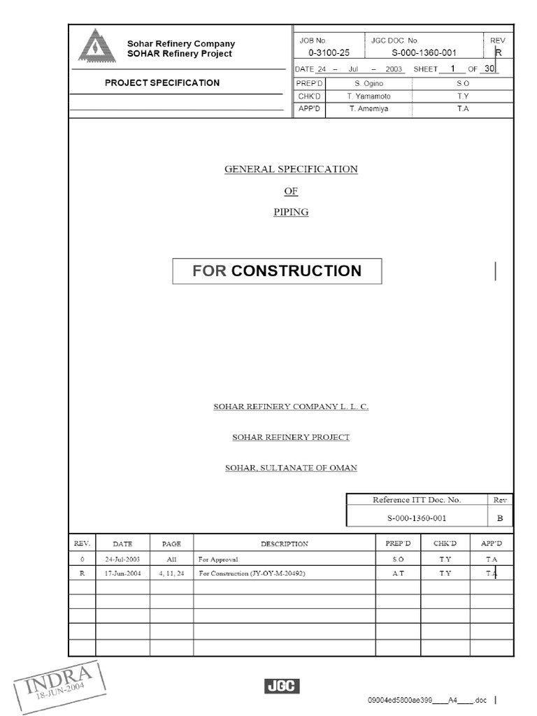 General Specification of Piping | PDF