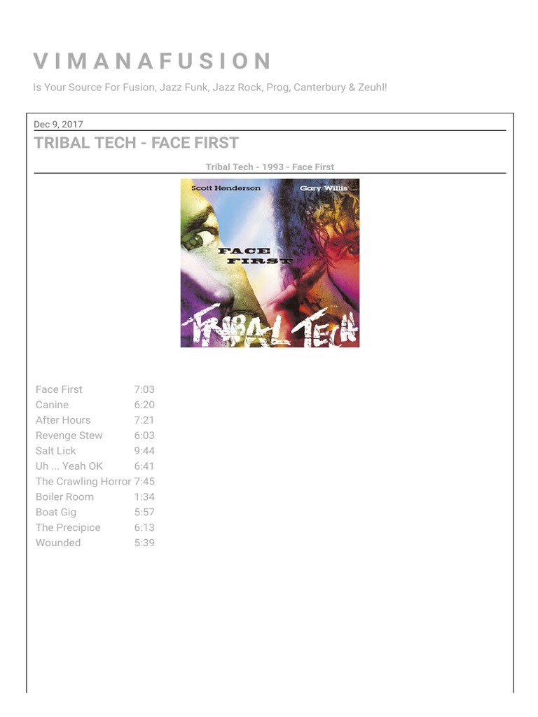 V I M A N A F U S I o N - Tribal Tech - Face First | PDF