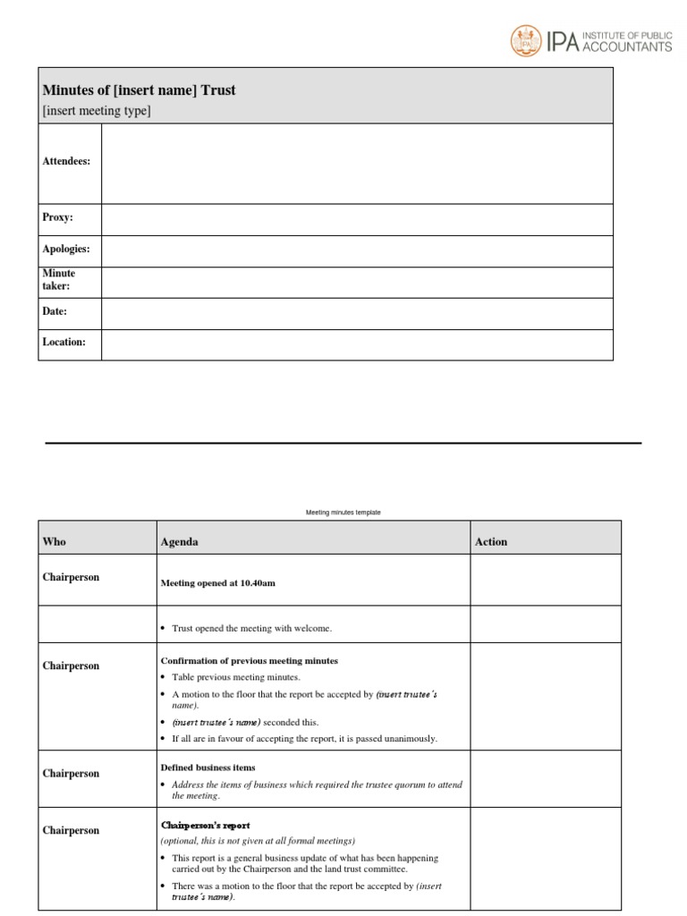 Trust Minutes | PDF
