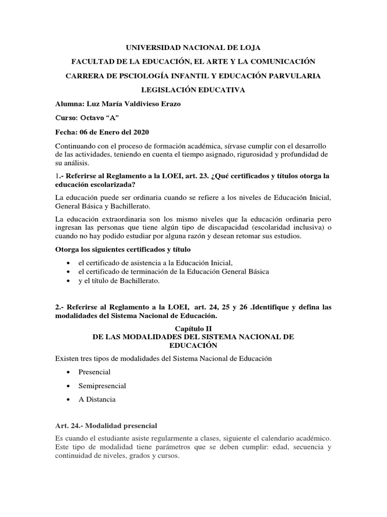 Análisis Del Reglamento (LOEI) | PDF