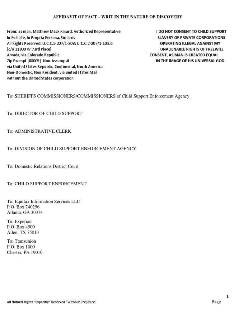 Child Support Debt Validation Affidavit | PDF