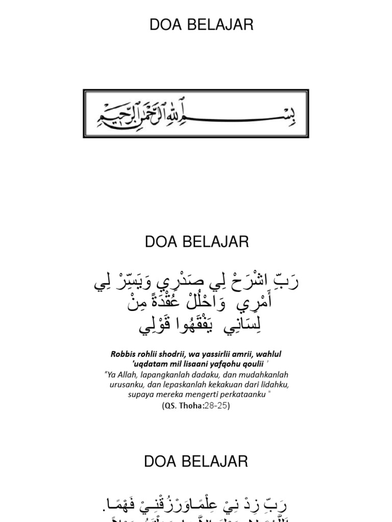 Doa Sebelum & Sesudah Belajar | PDF