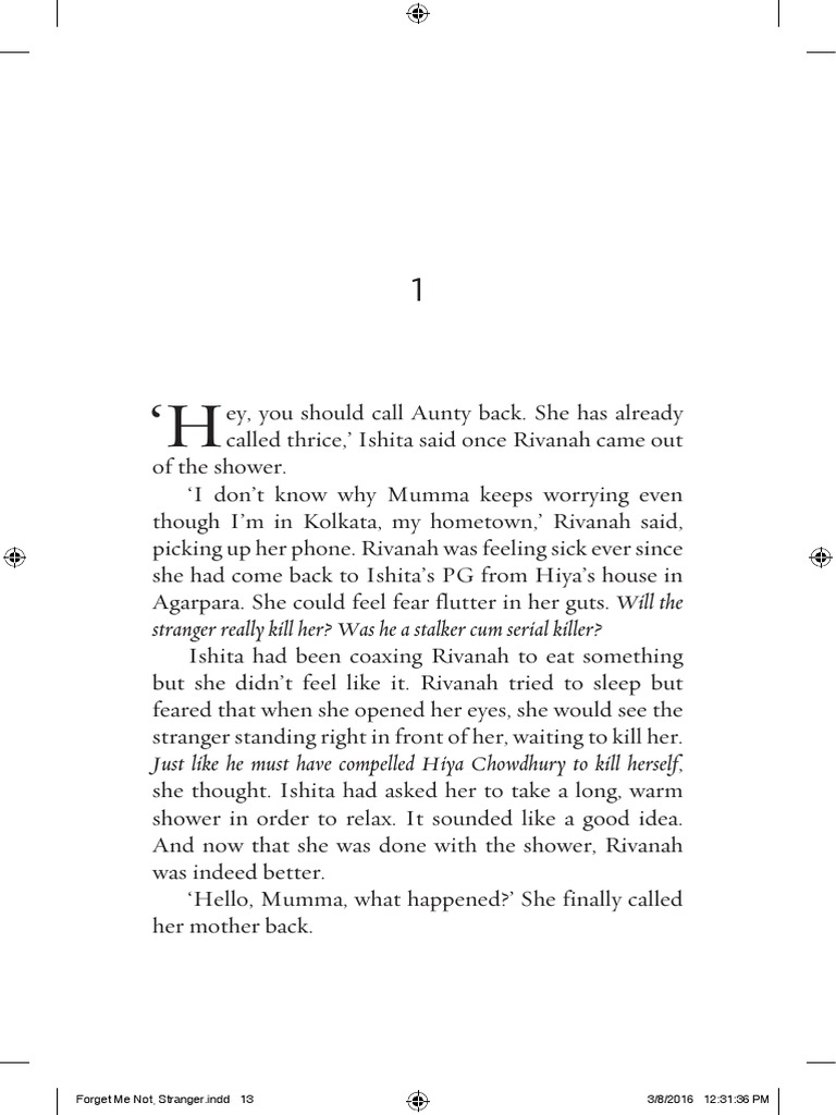 Forget Me Not, Stranger Chapter 1 Novoneel Chakraborty PDF | PDF