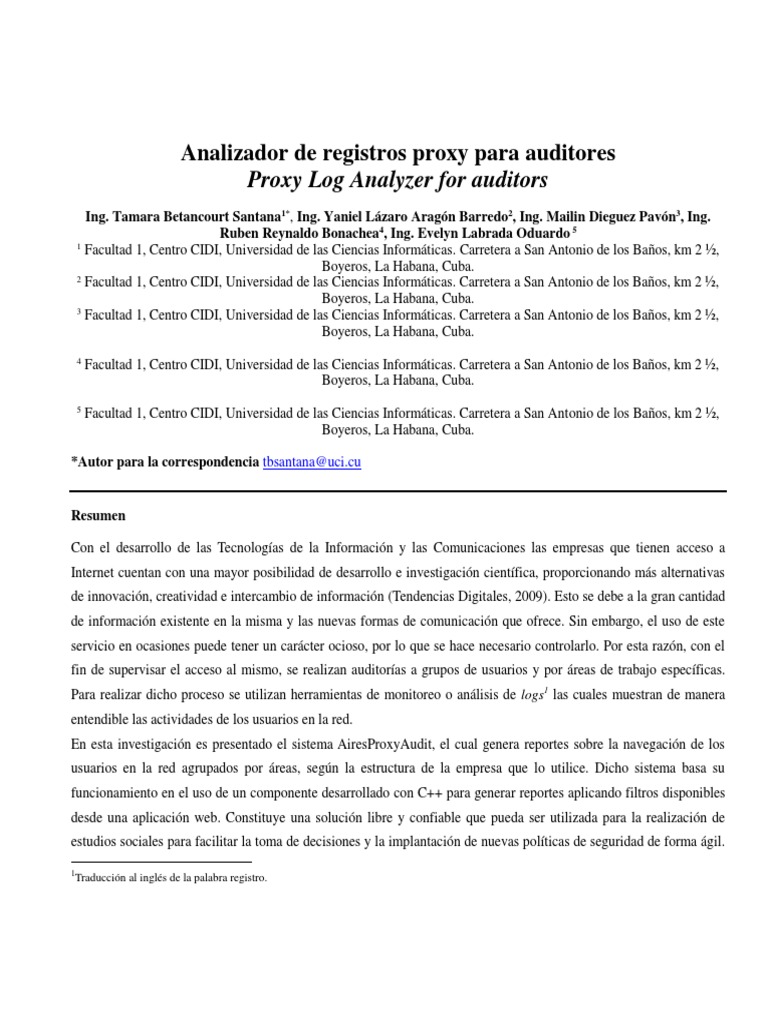 Analizador de Registros Proxy para Auditores Proxy Log Analyzer For ...