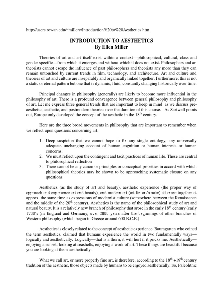 Introduction to Aesthetics Overview | PDF