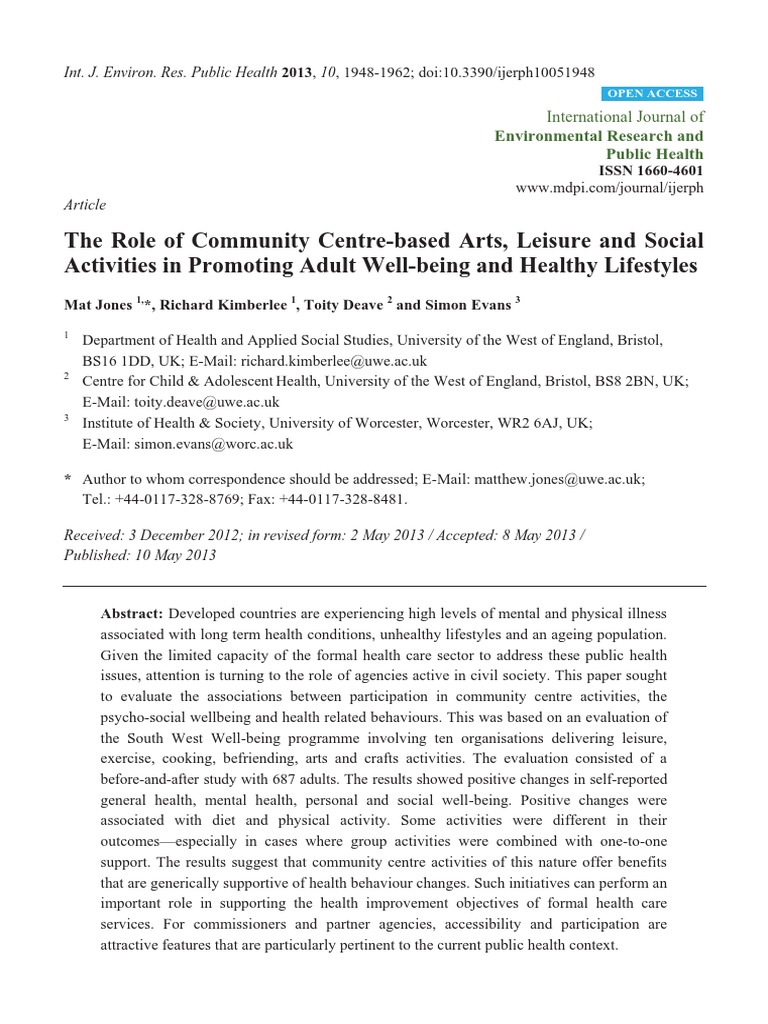 The Role of Community Centre | PDF