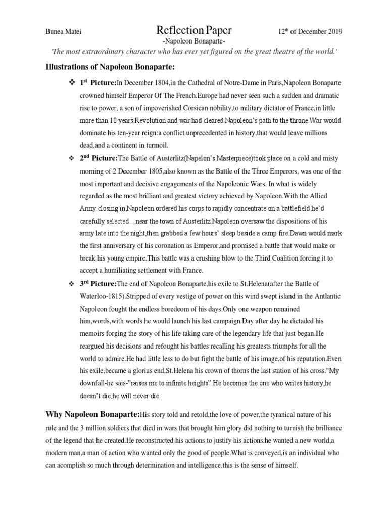 Reflection-Napoleon Bonaparte | PDF | History