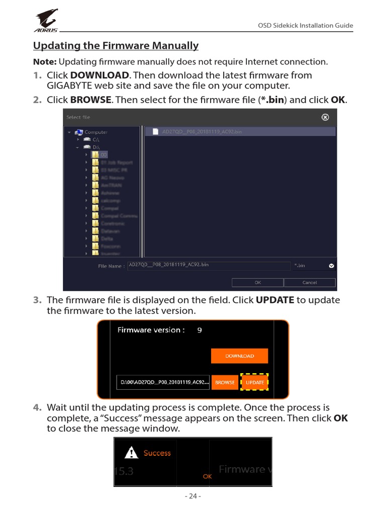 OSD Sidekick Firmware Update Guide | PDF