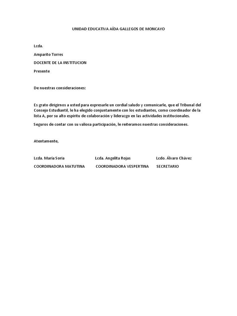 Oficio Consejo Estudiantil | PDF