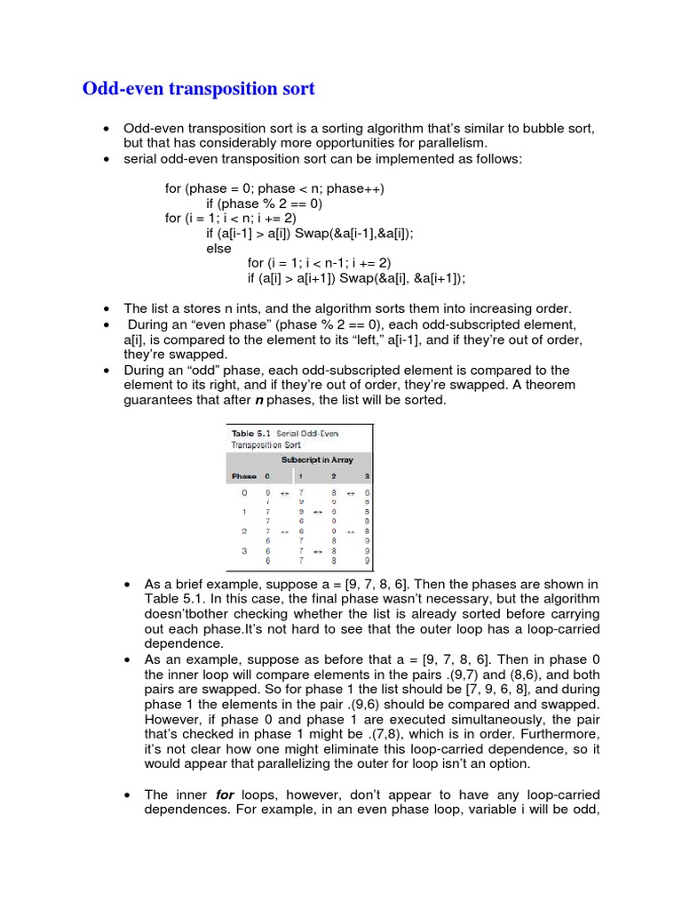 Odd and Even Sort | PDF