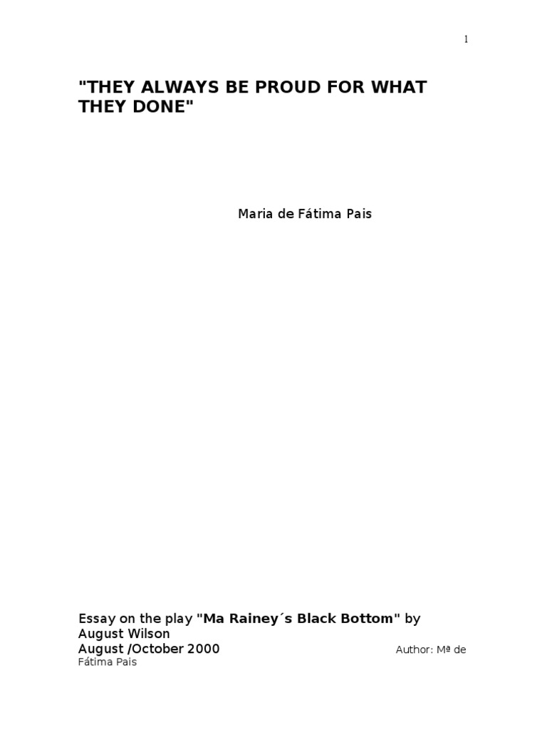 On Ma Rainey S Black Bottom | PDF | Violence | Blues