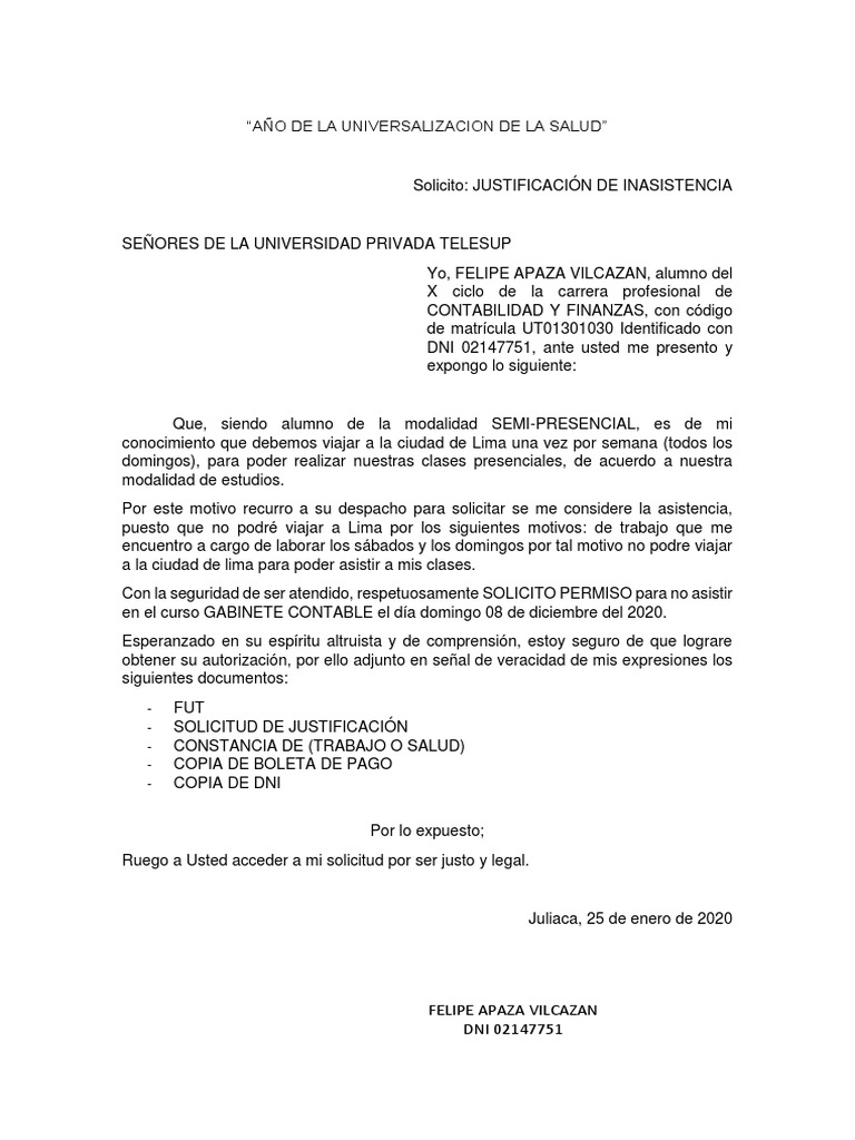 Modelo de Justificación | PDF
