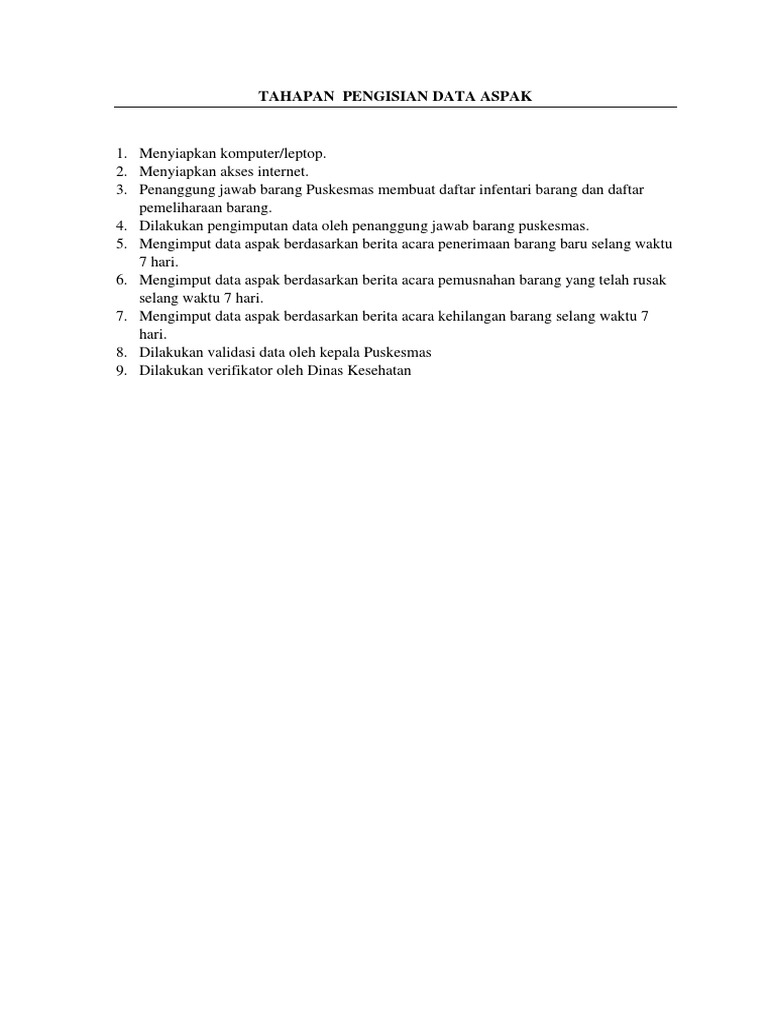 Alur Pengisian Data Aspak | PDF