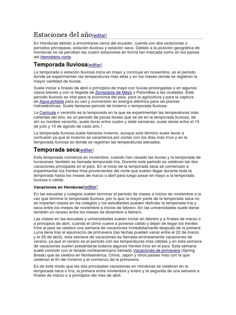 Honduras Climas y Estaciones | PDF