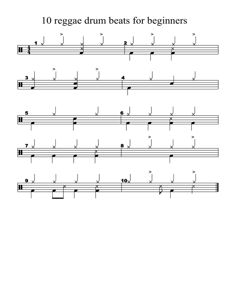 10 Reggae Drum Beats For Beginners PDF | PDF