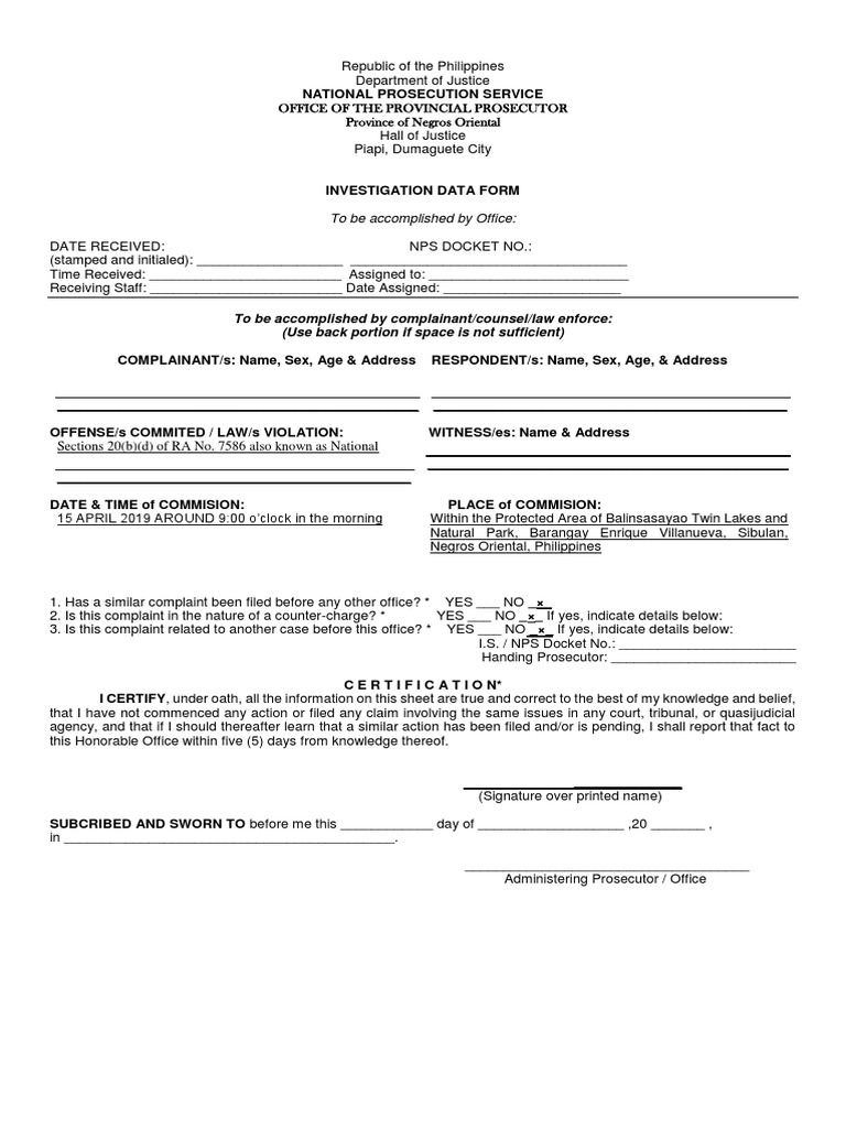 Sample Inv Data Form | PDF