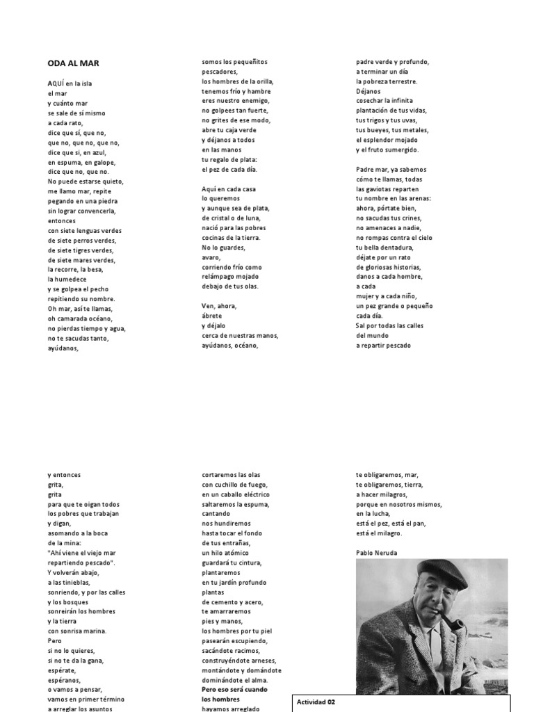 Oda Al Mar Pablo Neruda | PDF