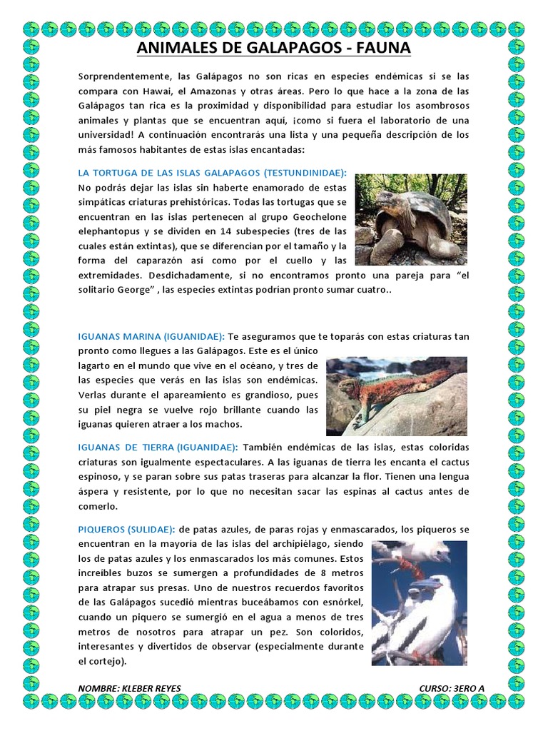 Animales de Galapagos | PDF