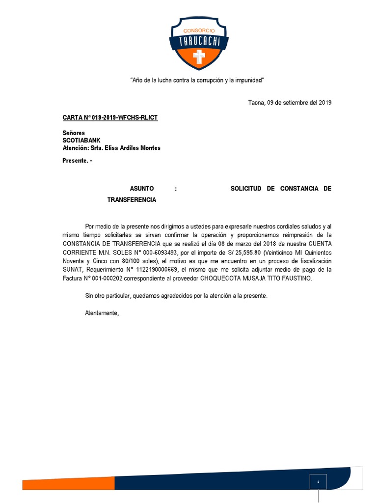 Carta Banco Scotiabank | PDF