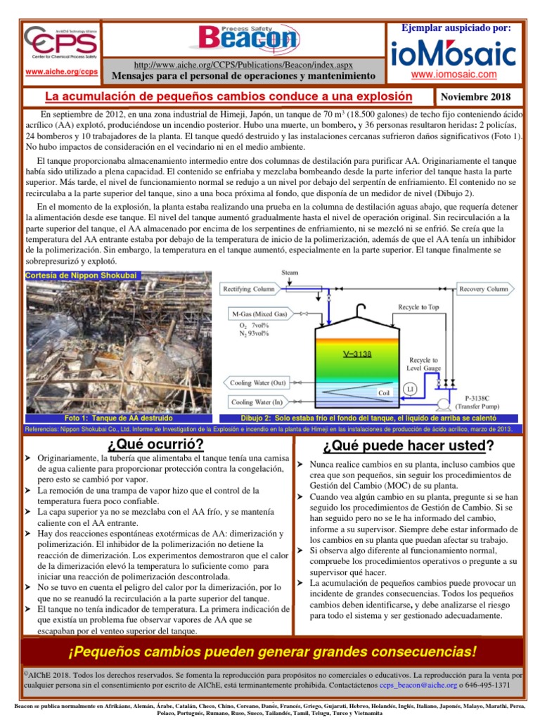 11 Process Safety Beacon - Noviembre 2018 - Spanish | PDF | Tecnología