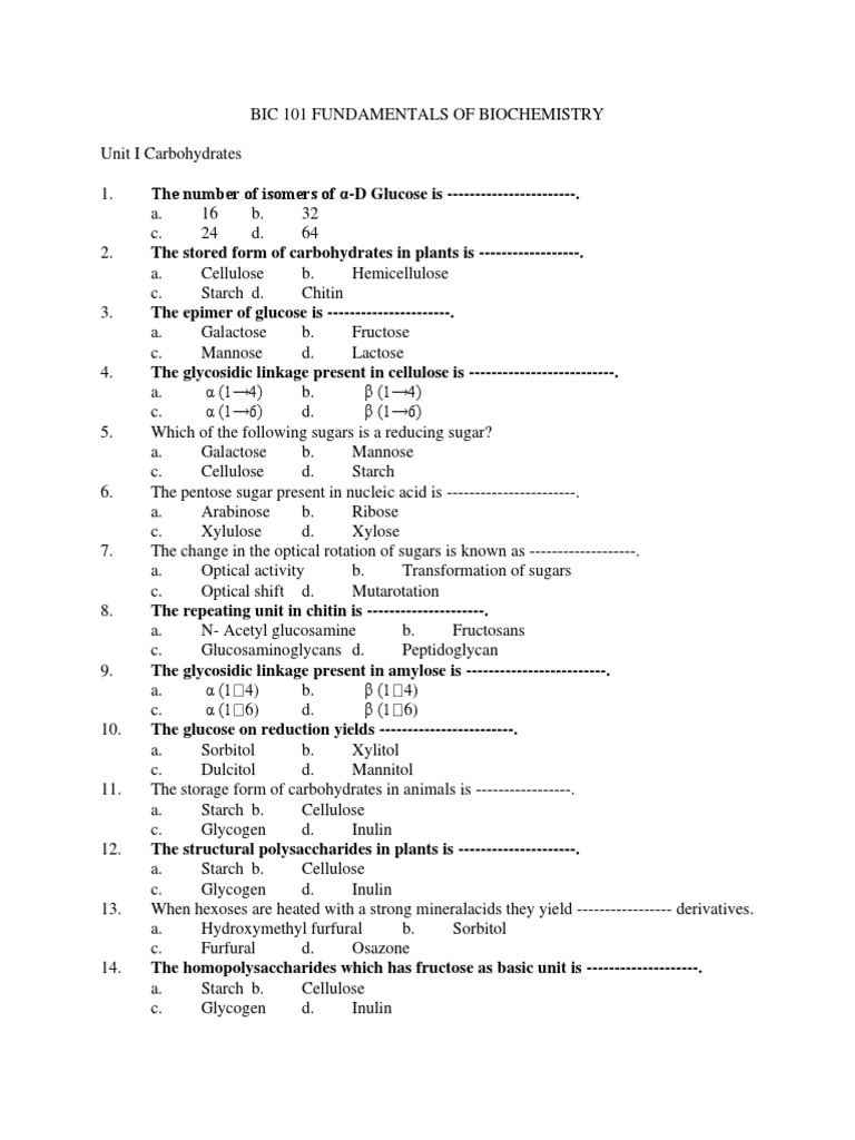 Biochemistry Question Bank | PDF