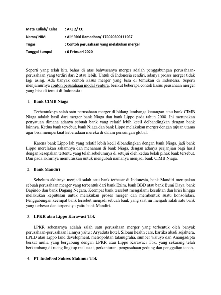 Contoh Perusahaan Merger | PDF