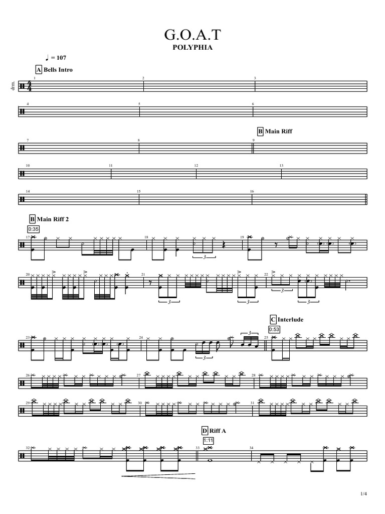 Polyphia - G.O.A Drums | PDF