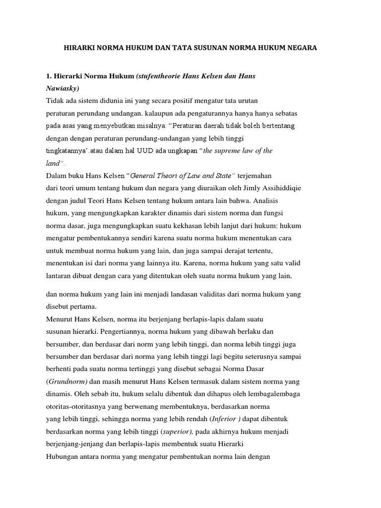 Hierarki Norma Hukum Negara | PDF