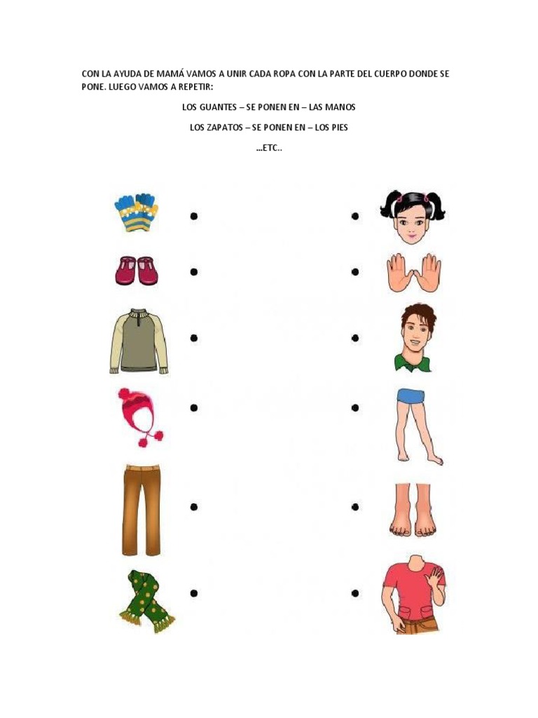 Uniendo Ropa y Partes del Cuerpo | PDF