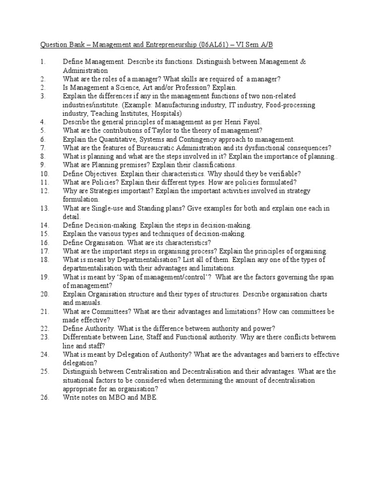 Key Management Questions for Students | PDF | Decision Making | Business