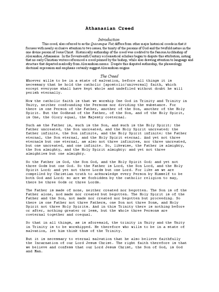Athanasian Creed | God The Father | Trinity