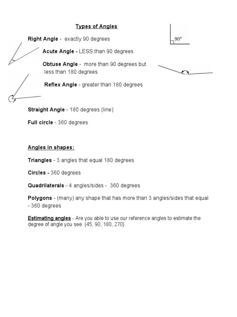 Types of Angles Notes | PDF | Area | Triangle