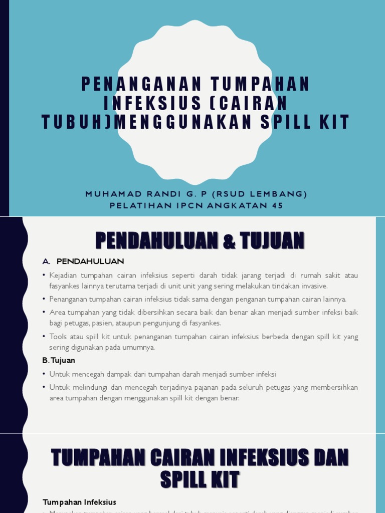 Penanganan Tumpahan Infeksius (Cairan Tubuh) Menggunakan | PDF
