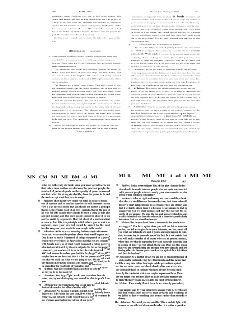 Melian Dialogue - Thucydides | PDF | Unrest