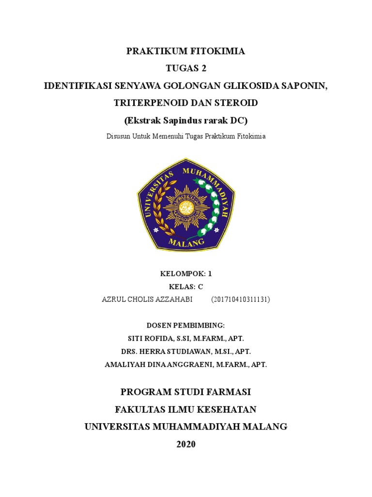 Identifikasi Senyawa Glikosida Saponin, Triterpenoid, Dan Steroid Dari ...