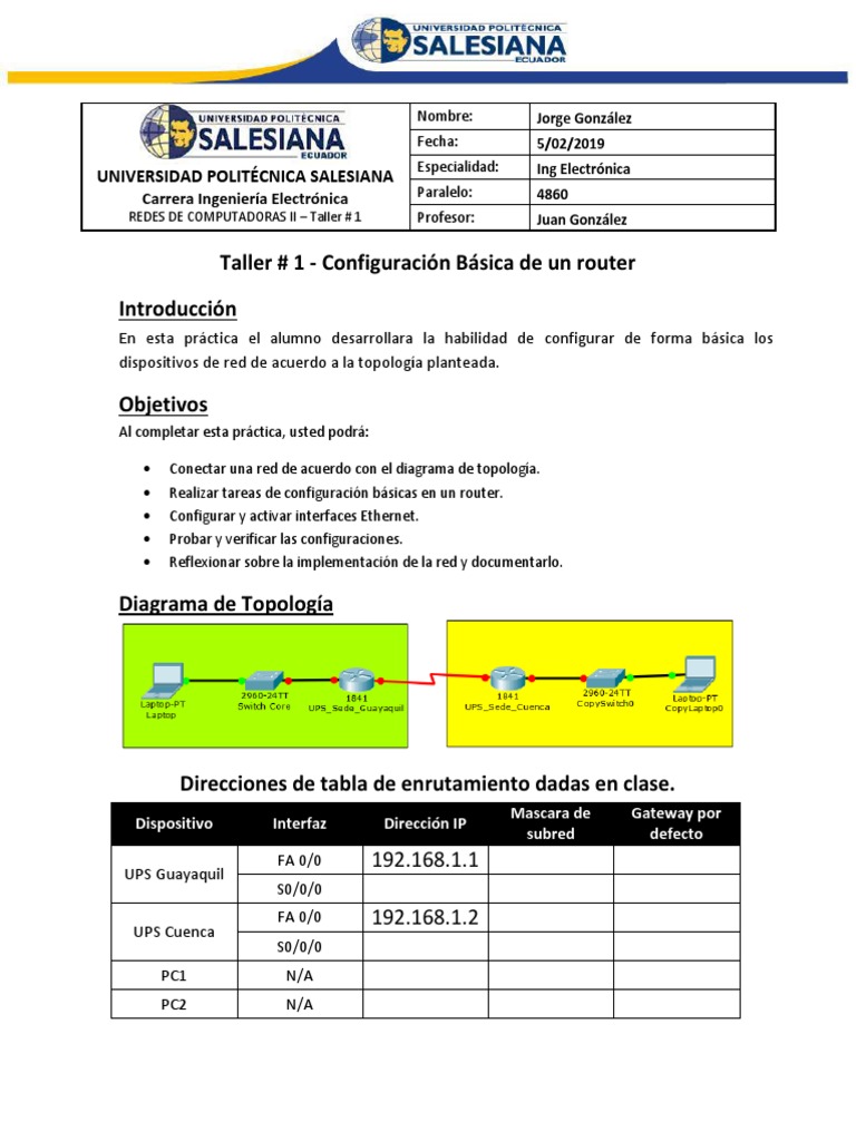 Configuración Básica de Routers | PDF | Enrutador (Computación) | Gateway (Telecomunicaciones)