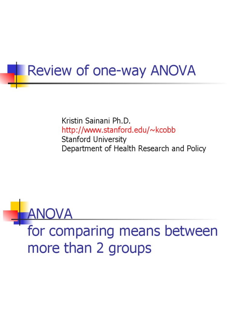 Review of One-Way ANOVA: Kristin Sainani Ph.D. Stanford University ...